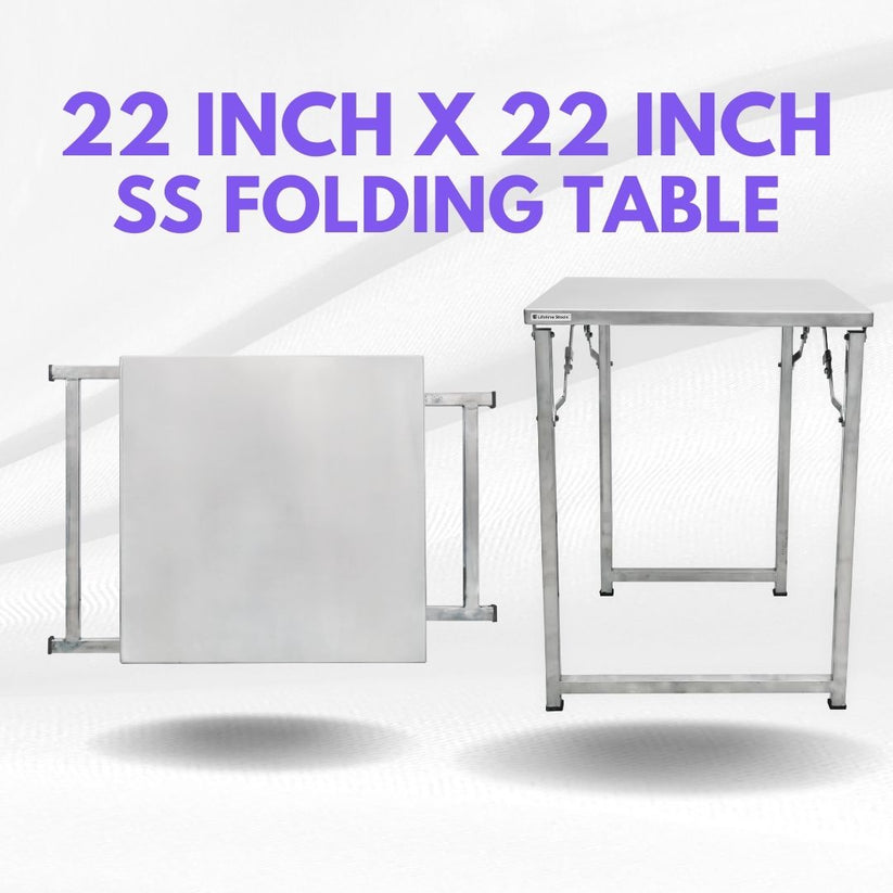 Lifetime Stools Commercial Use Stainless Steel Folding Table, 22" x 22